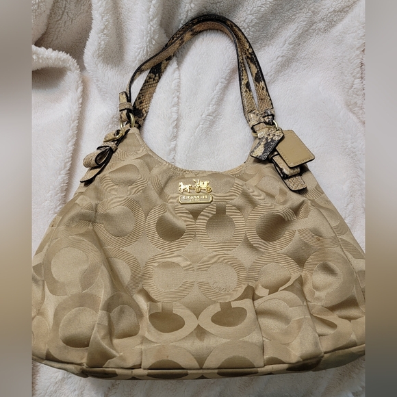 Coach | Bags | Coach Madison Op Art Sateen Maggie Shoulder Bag | Poshmark
